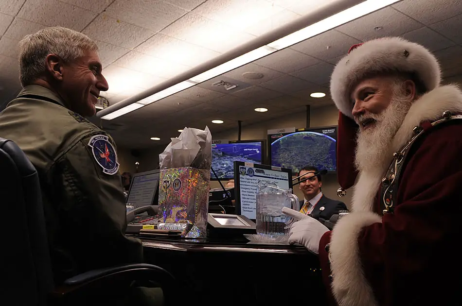 Military Photos Santa Plans Flight Path with NORAD